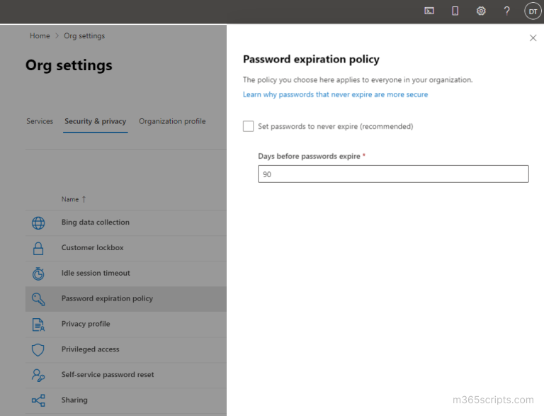 Set Office 365 Users Password To Never Expire Using Ms Graph Powershell Microsoft 365 Scripts