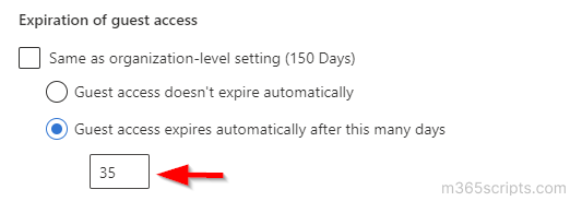 Set Guest User Access Expiration in SharePoint Online