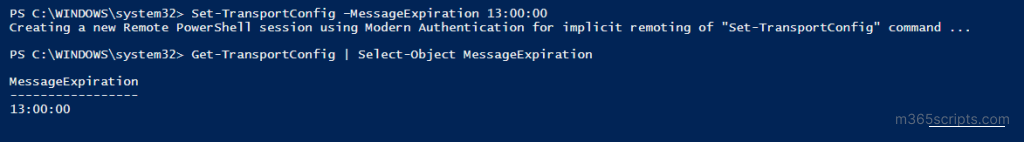 Customize Message Expiration Timeout Less than 24 Hours in Exchange Online