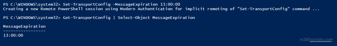 Customize Message Expiration Timeout Less than 24 Hours in Exchange Online