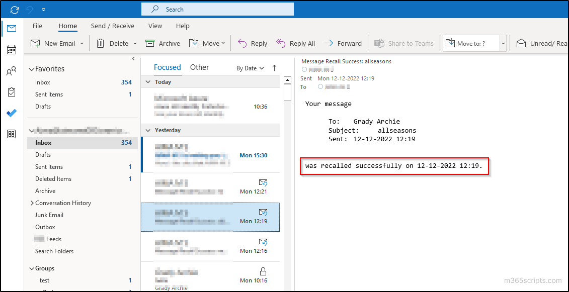 All New Experience to Recall Messages in Exchange Online