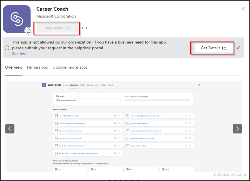 Improved User Request Process for Blocked Microsoft Teams Apps