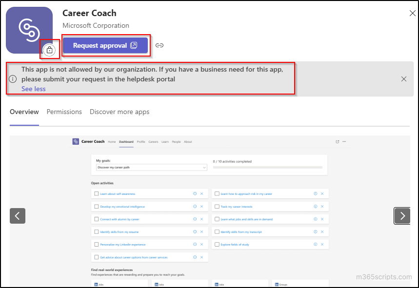 Improved User Request Process for Blocked Microsoft Teams Apps