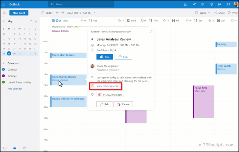 Use Meeting Recap in Outlook Web to Rewind Your Teams Meetings