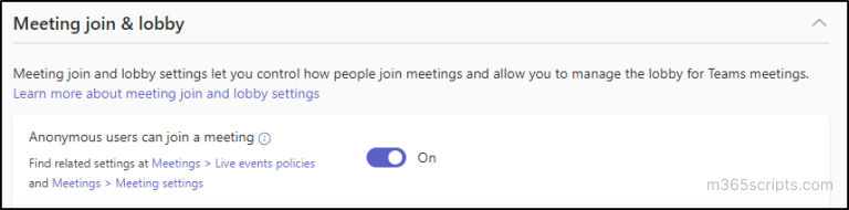 Manage Anonymous User Participation in Microsoft Teams Meetings