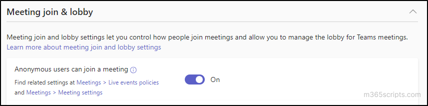 Manage Anonymous User Participation in Microsoft Teams Meetings
