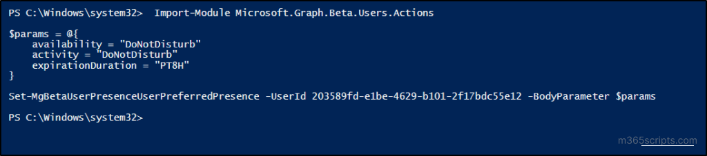 Manage Presence Status in Microsoft Teams Using MS Graph PowerShell