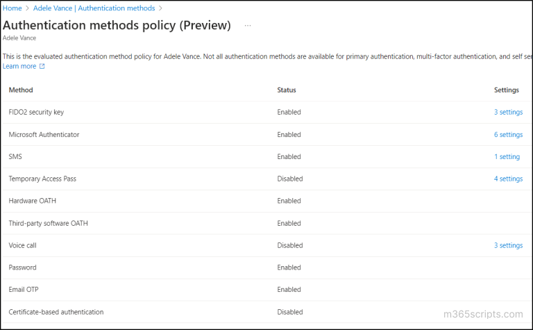 Find MFA Setting Status With Authentication Methods Policy Report