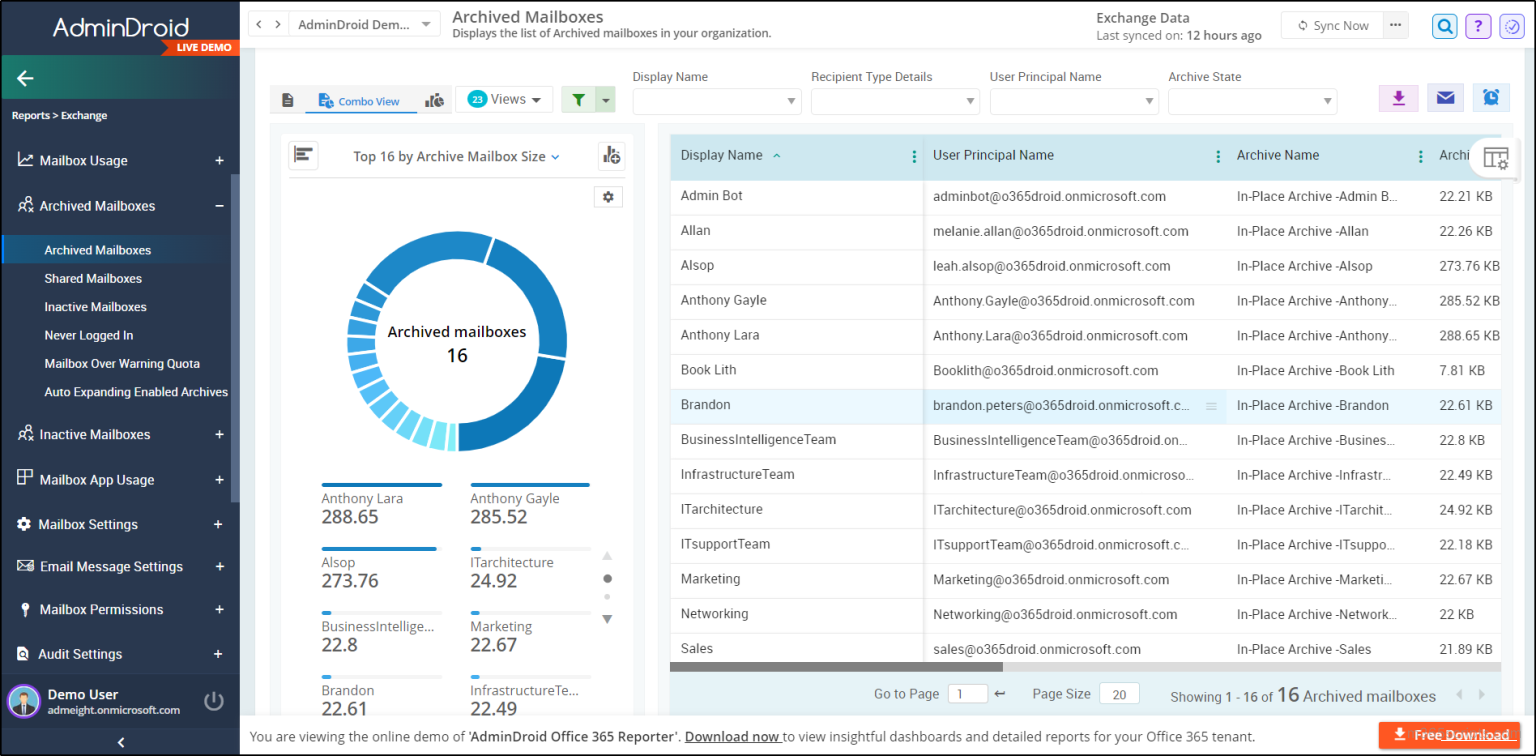 Archive and Deletion Policy for Exchange Online Mailboxes