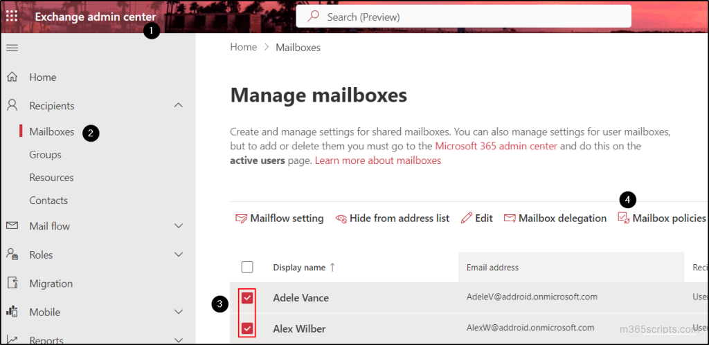 Archive and Deletion Policy for Exchange Online Mailboxes