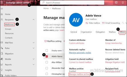 Archive and Deletion Policy for Exchange Online Mailboxes