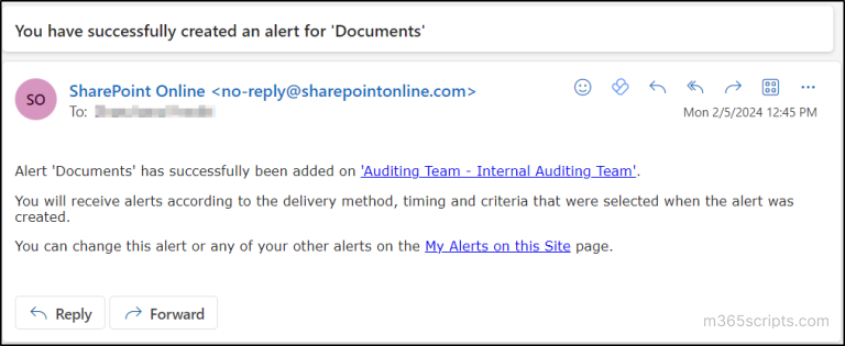 How to Create SPO Alerts on Files, Folders, Lists, & Documents