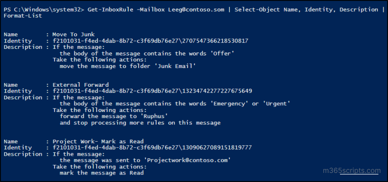 Manage Inbox Rules In Outlook Using Powershell