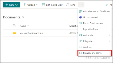 How to Create SPO Alerts on Files, Folders, Lists, & Documents