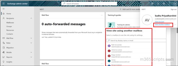 How to View Another User Mailbox in the New Exchange Admin Center - Microsoft 365 Scripts