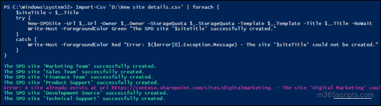 Create Sites in SharePoint Online Using PowerShell