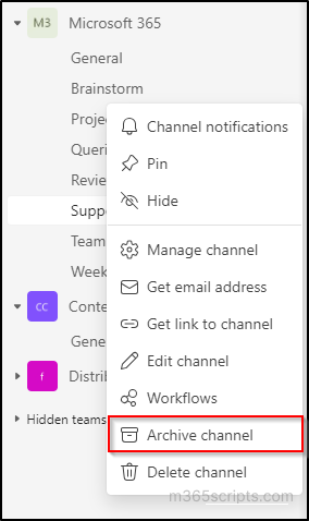Archive and Restore Channels in Microsoft Teams