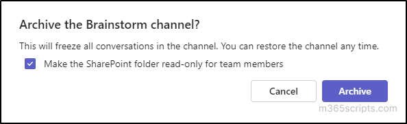 Archive and Restore Channels in Microsoft Teams