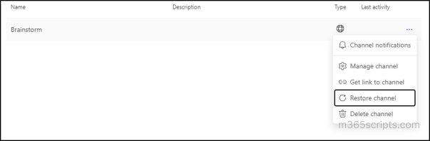 Archive and Restore Channels in Microsoft Teams