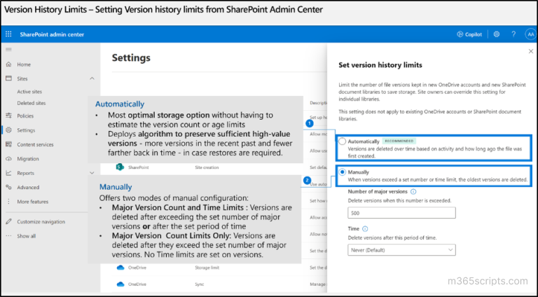 Intelligent Version History Controls for SharePoint and OneDrive