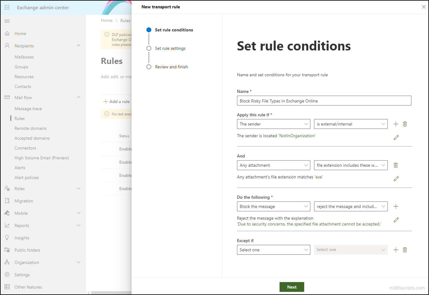 How to Block Risky File Types in Exchange Online