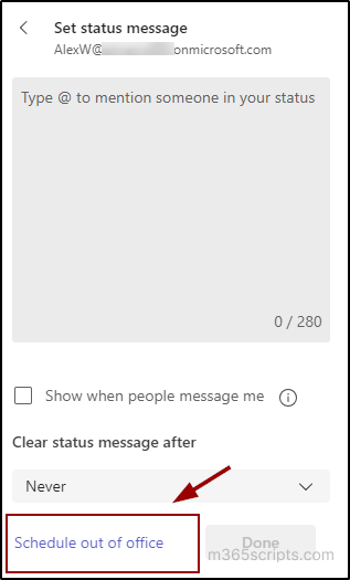 Set Up an Out of Office Status in Microsoft Teams