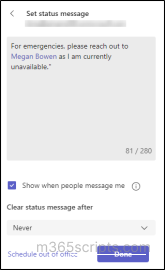 Set Up an Out of Office Status in Microsoft Teams