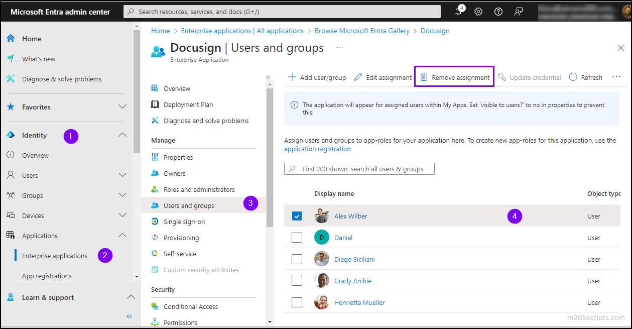 Remove User Access to Applications in Microsoft 365