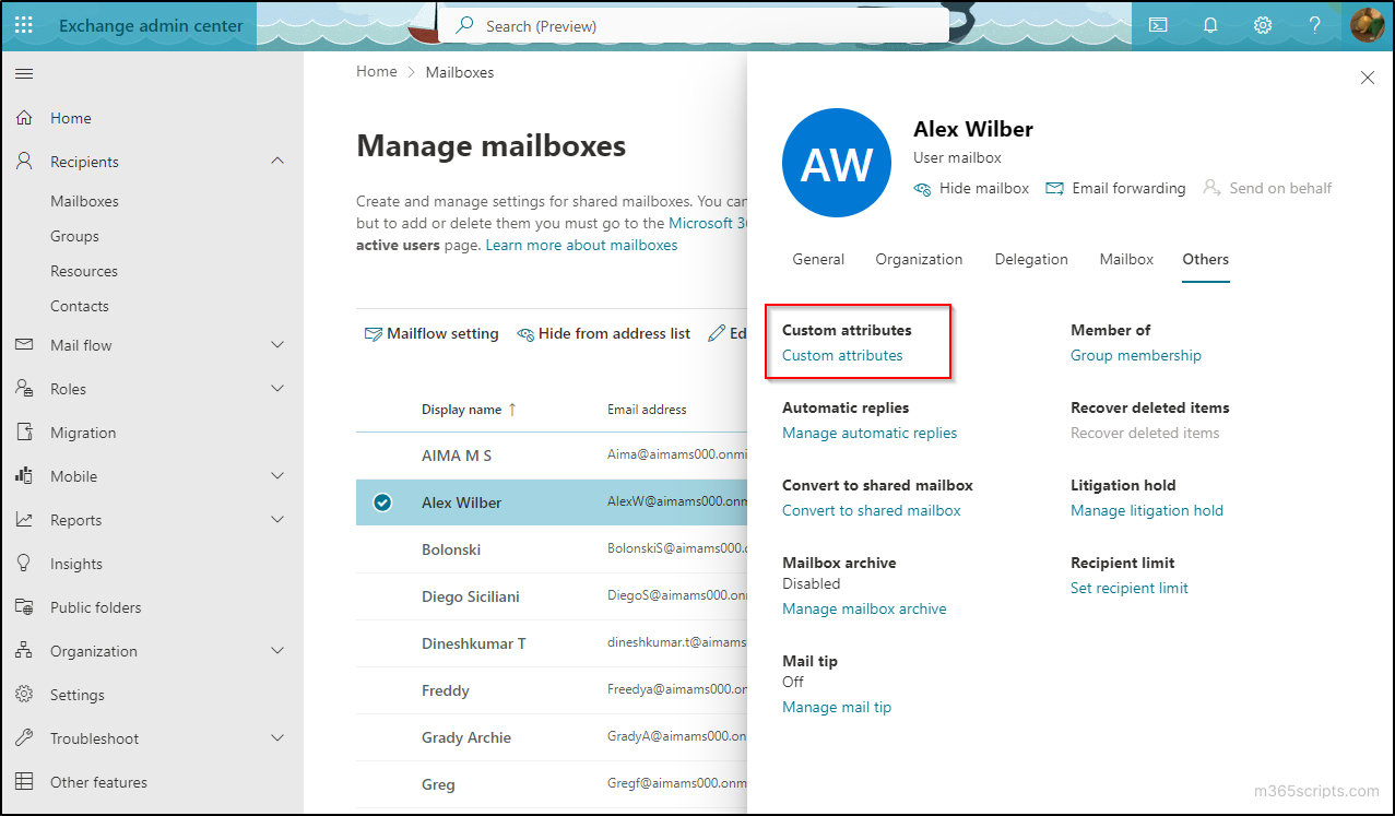 How to Set Up Custom Attributes in Exchange Online?