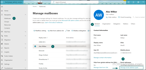 Manage Additional Email Address in Exchange Online