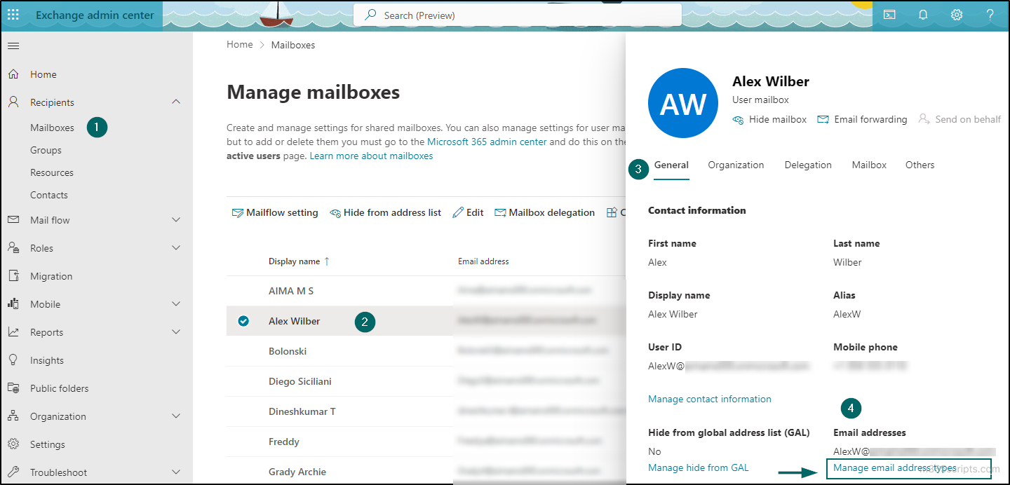 Manage Additional Email Address in Exchange Online