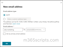 Manage Additional Email Address in Exchange Online