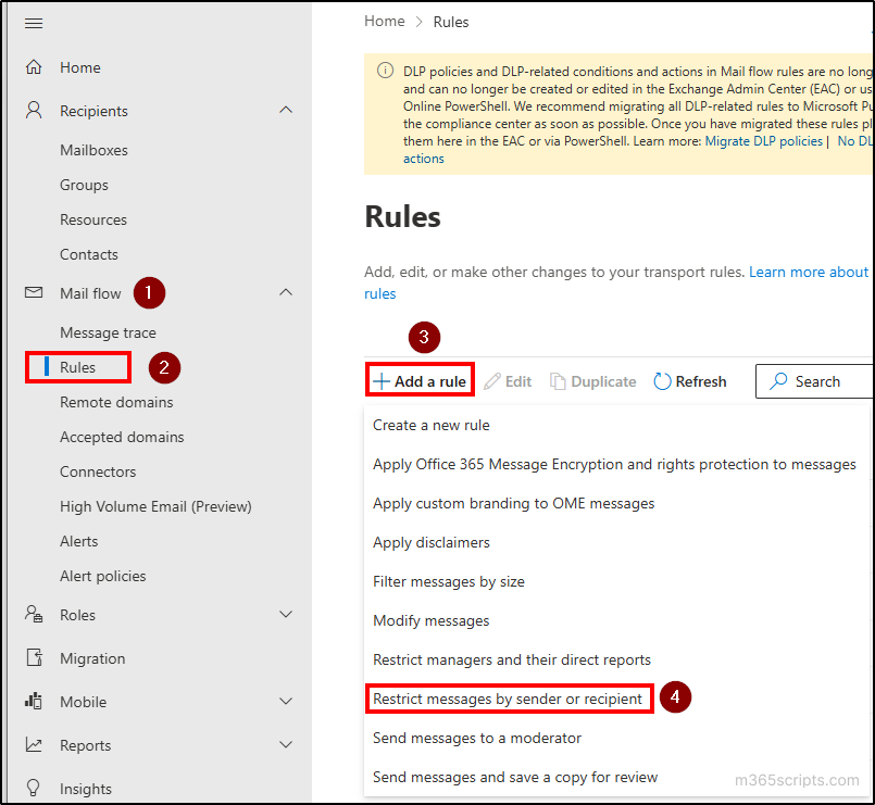 Restrict Emails to External Addresses in Microsoft 365