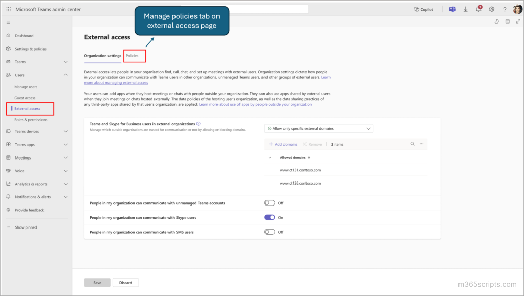 Manage External Access Settings in Microsoft Teams