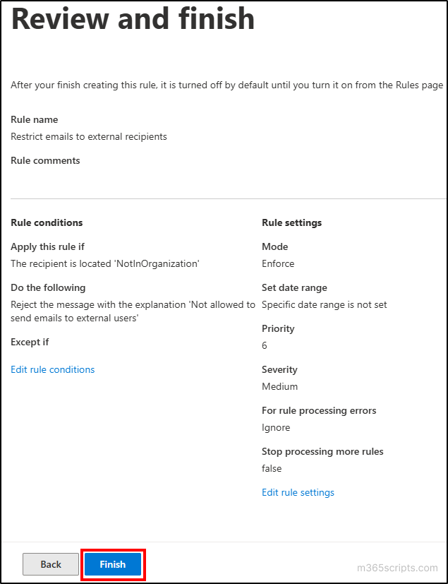 Restrict Emails to External Addresses in Microsoft 365