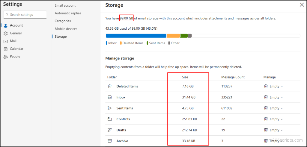 How to Check Mailbox Size in Microsoft 365