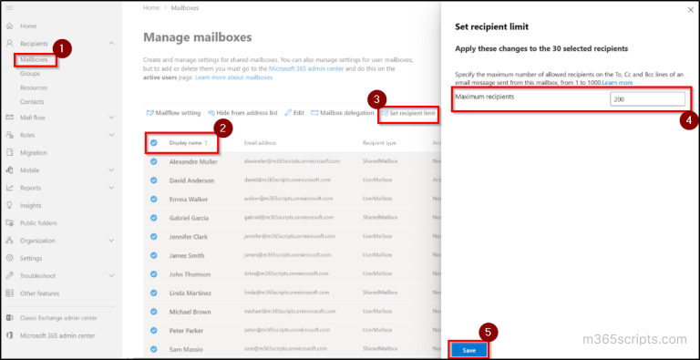 Define Custom Recipient Limits for Exchange Online Mailboxes