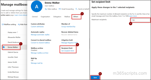 Define Custom Recipient Limits for Exchange Online Mailboxes