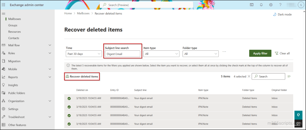 Restore Hard-Deleted Emails in Exchange Online