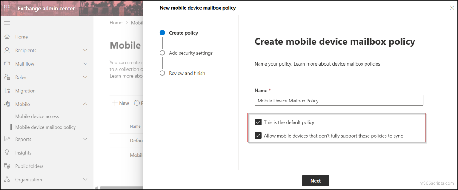 How to Set Up Mobile Device Mailbox Policy in Microsoft 365