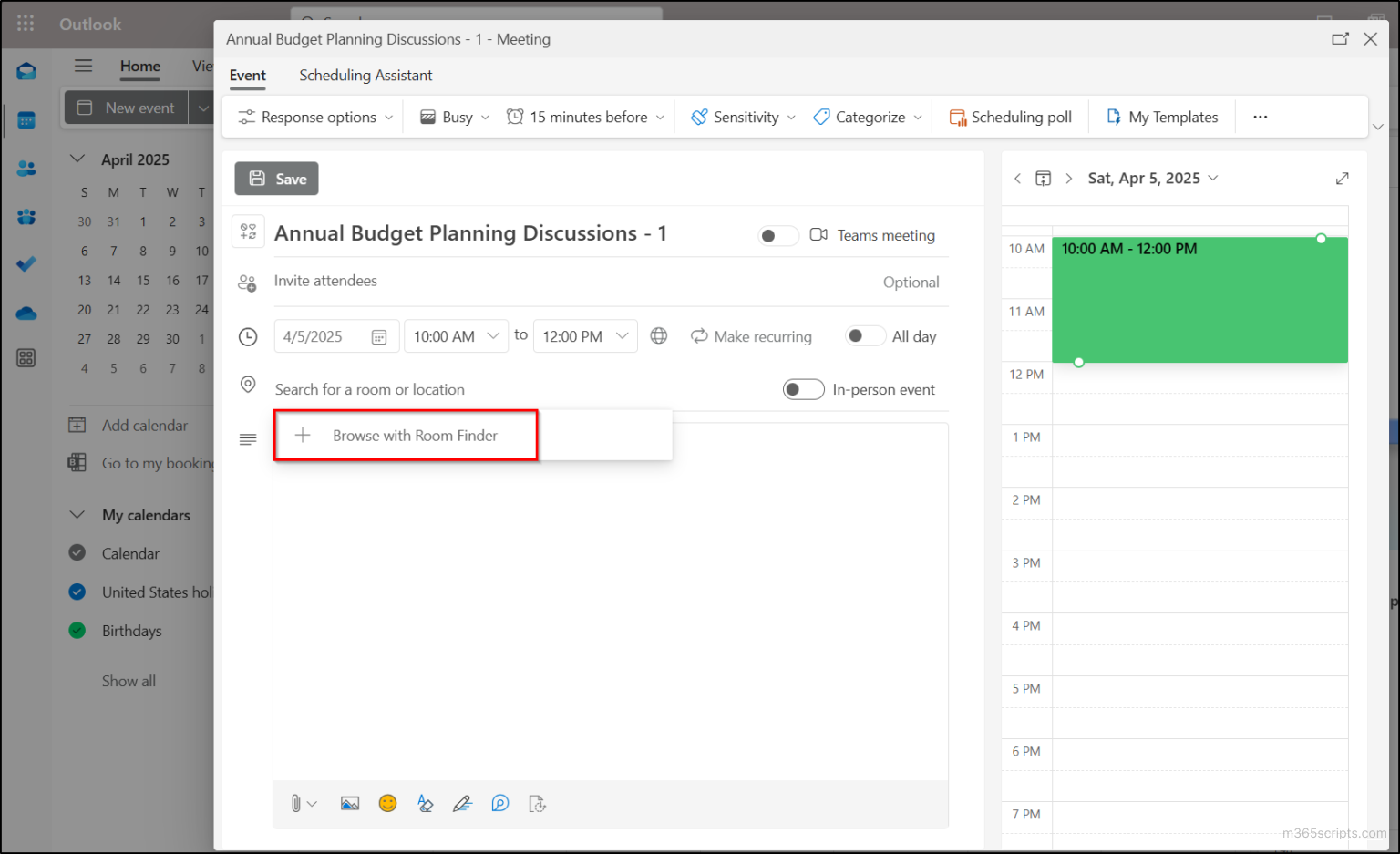 How to Set Up Room Finder in Outlook
