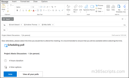 How to Schedule a Meeting with Scheduling Poll in Outlook - Microsoft ...