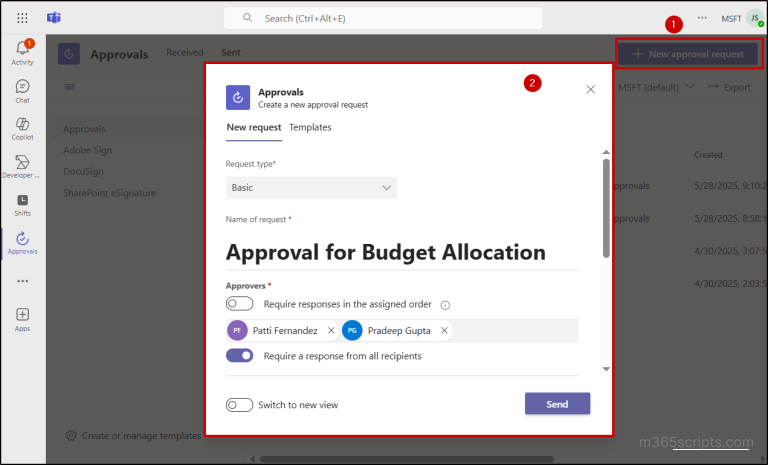 Approvals App in Microsoft teams