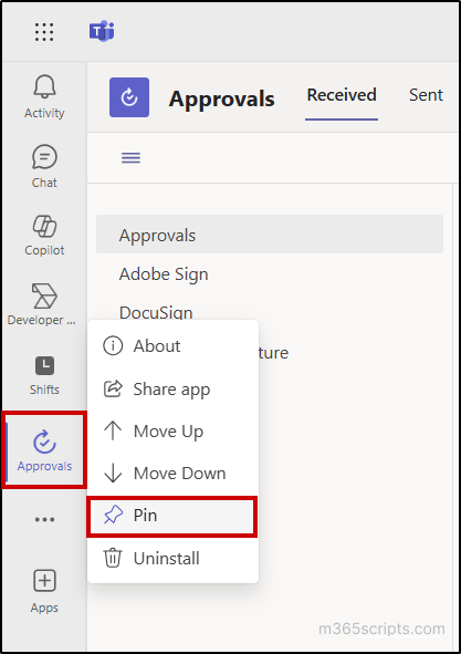 Approvals App in Microsoft teams