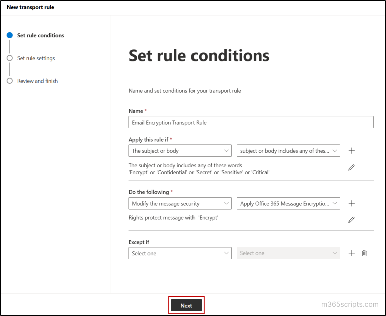 Automate Email Encryption with Mail Flow Rule in Microsoft 365