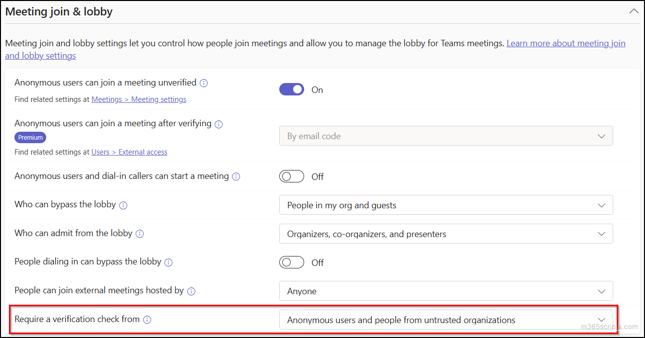 Require CAPTCHA Verification to Join Microsoft Teams Meetings
