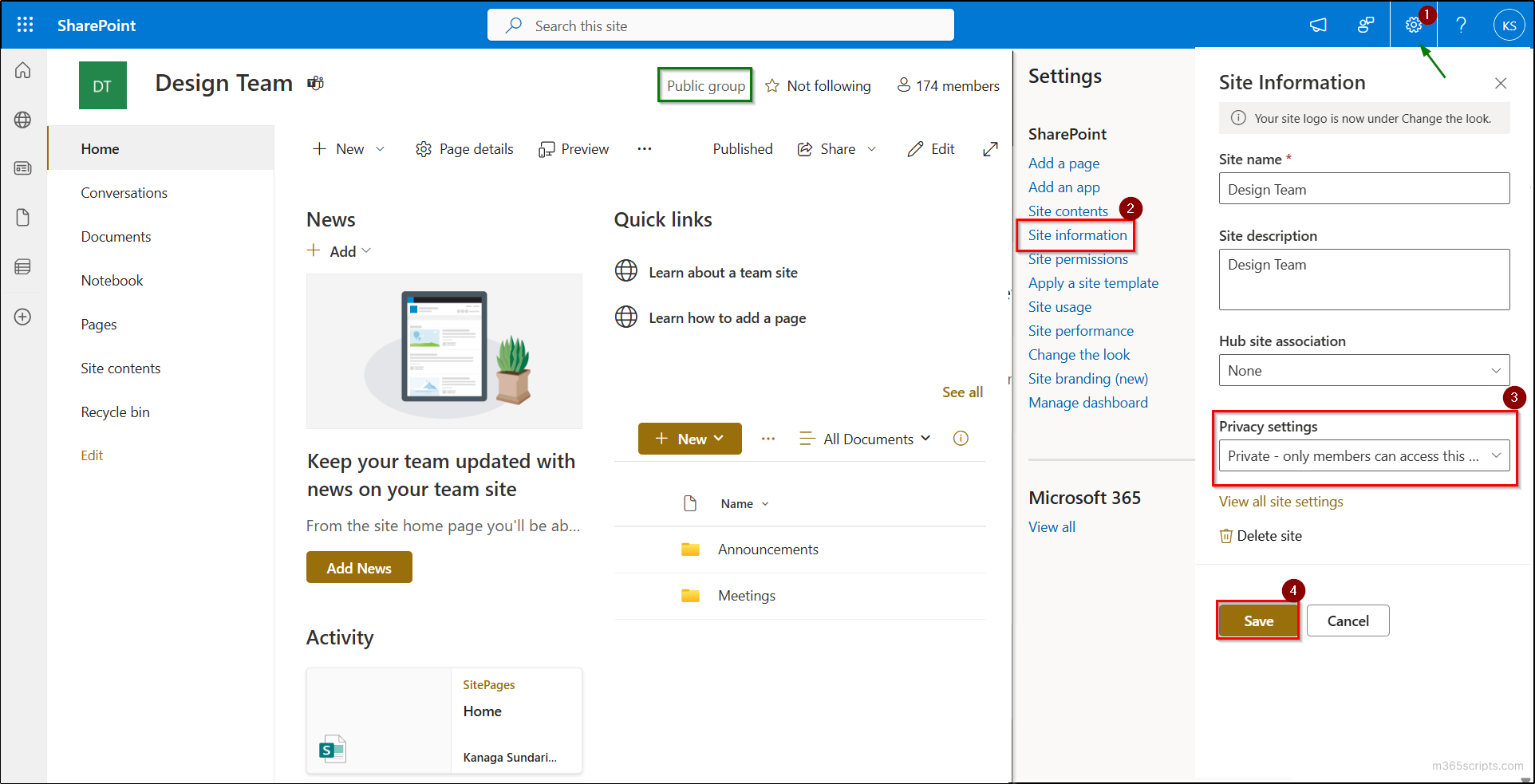 How to Manage SharePoint Sites Privacy Settings in Microsoft 365