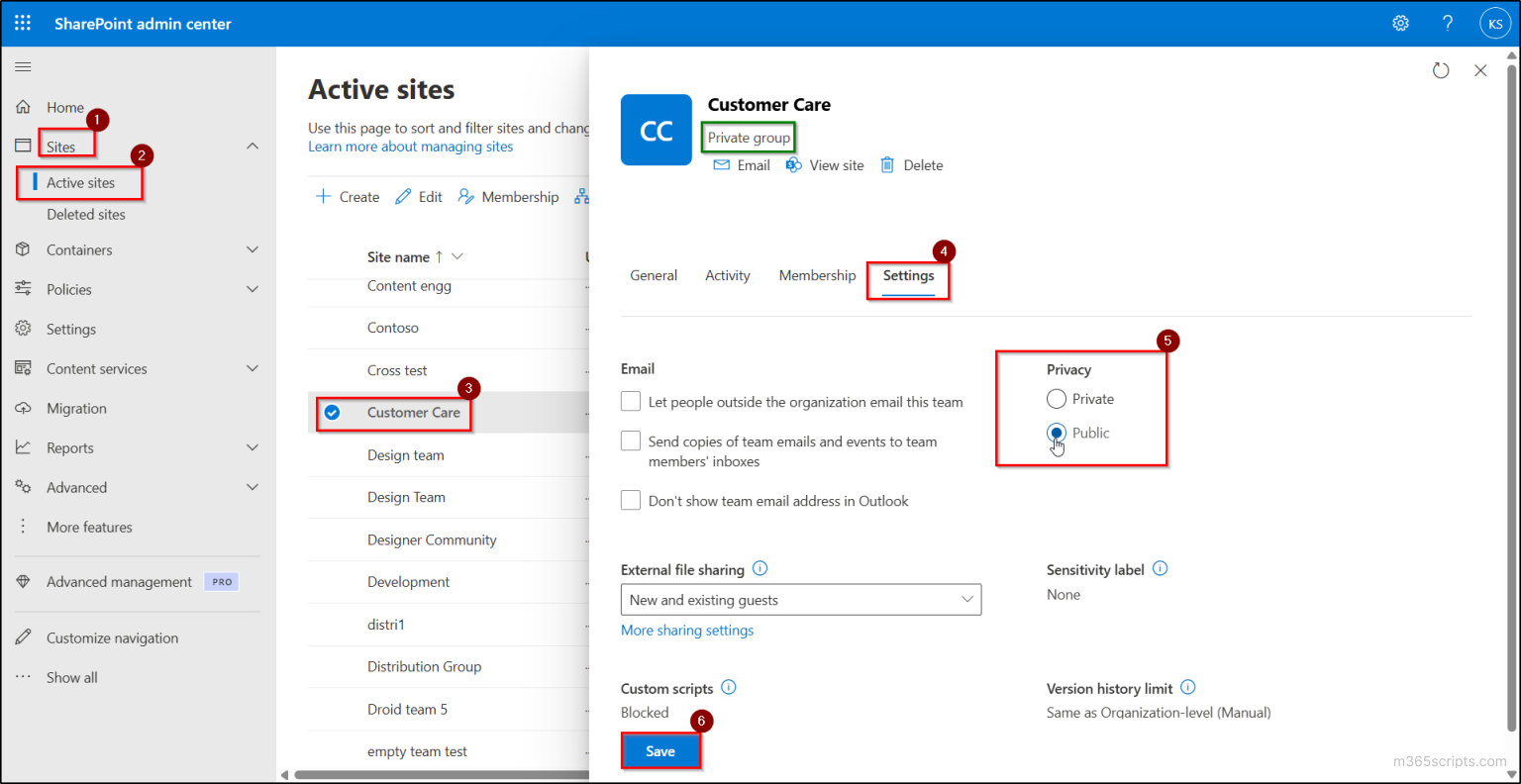 How to Manage SharePoint Sites Privacy Settings in Microsoft 365