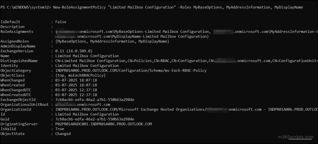 Manage User Role Assignment Policies in Exchange Online