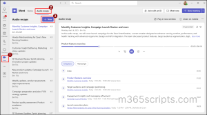 Get Audio Recap of Microsoft Teams Meetings